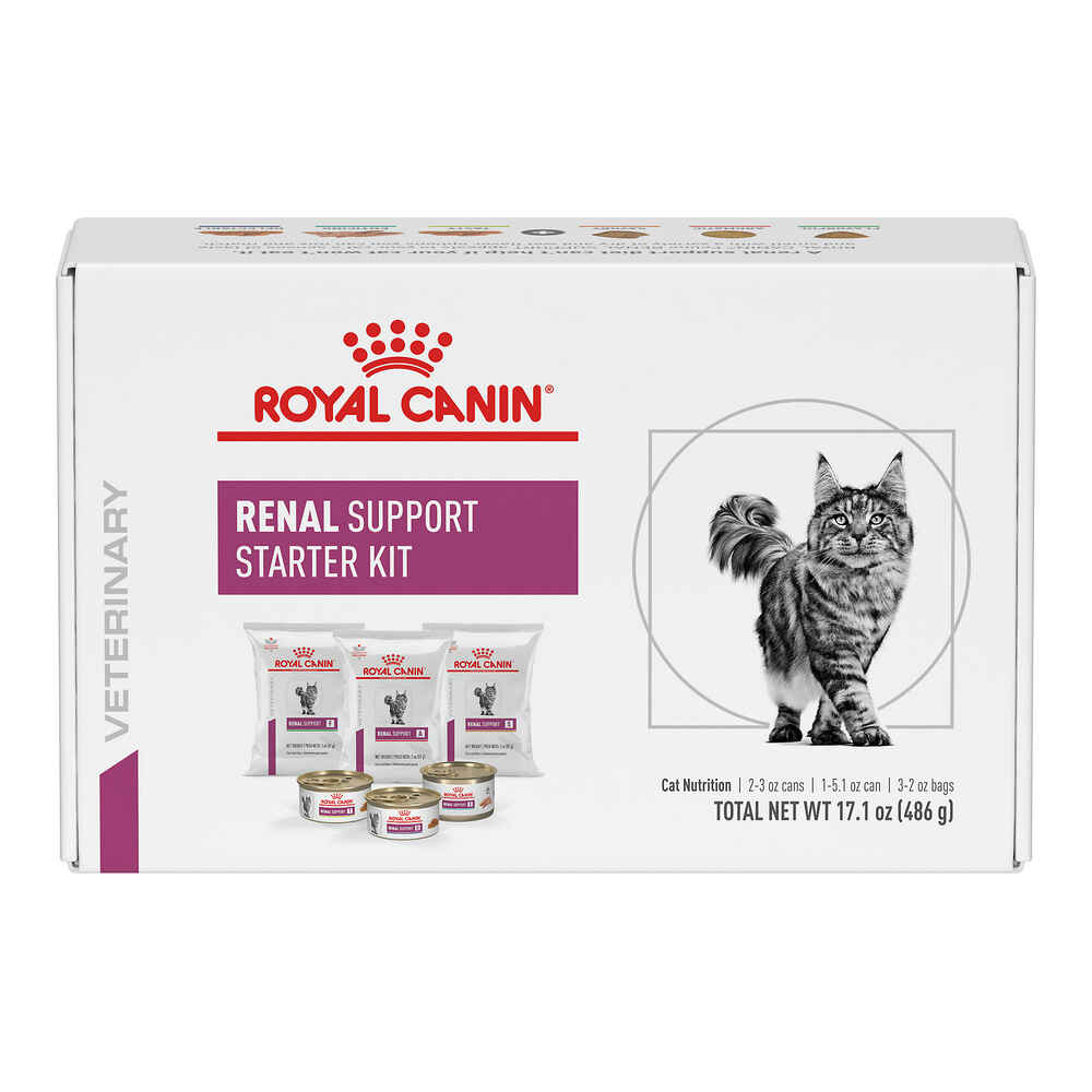 Royal Canin Veterinary Diet Feline Renal Support Cat Food Starter Kit - 3 Dry + 3 Wet Foods