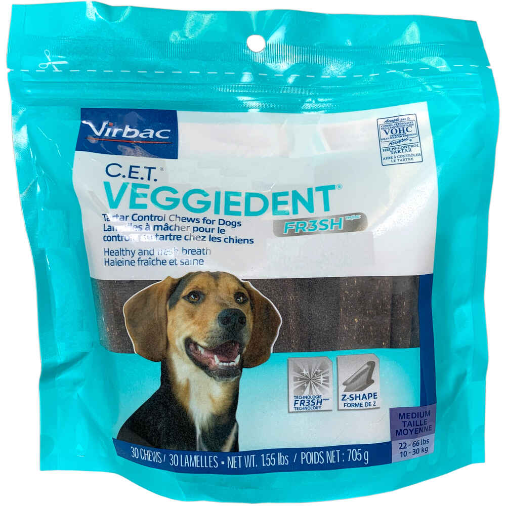 C.E.T. VeggieDent FR3SH Tartar Control Chews for Dogs Medium 30 ct