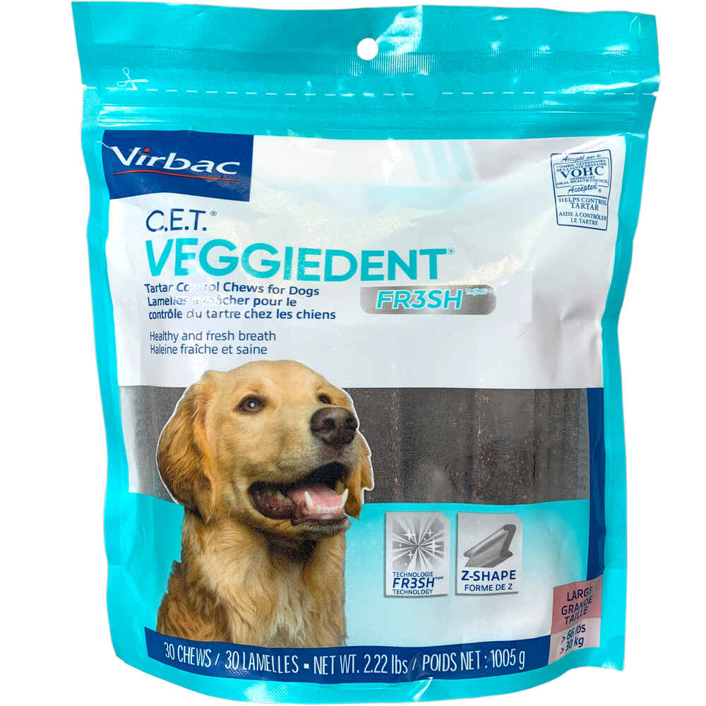 C.E.T. VeggieDent FR3SH Tartar Control Chews for Dogs Large 30 ct