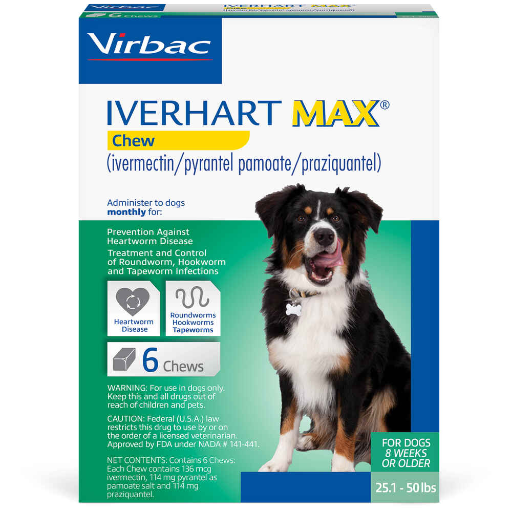 Iverhart Max Chewable Tablets For Dogs 25.1-50lbs 6pk